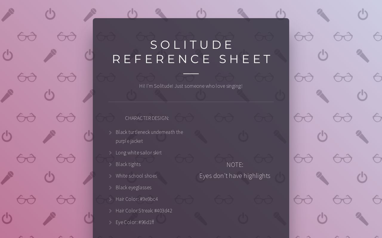 Solitude Reference Sheet